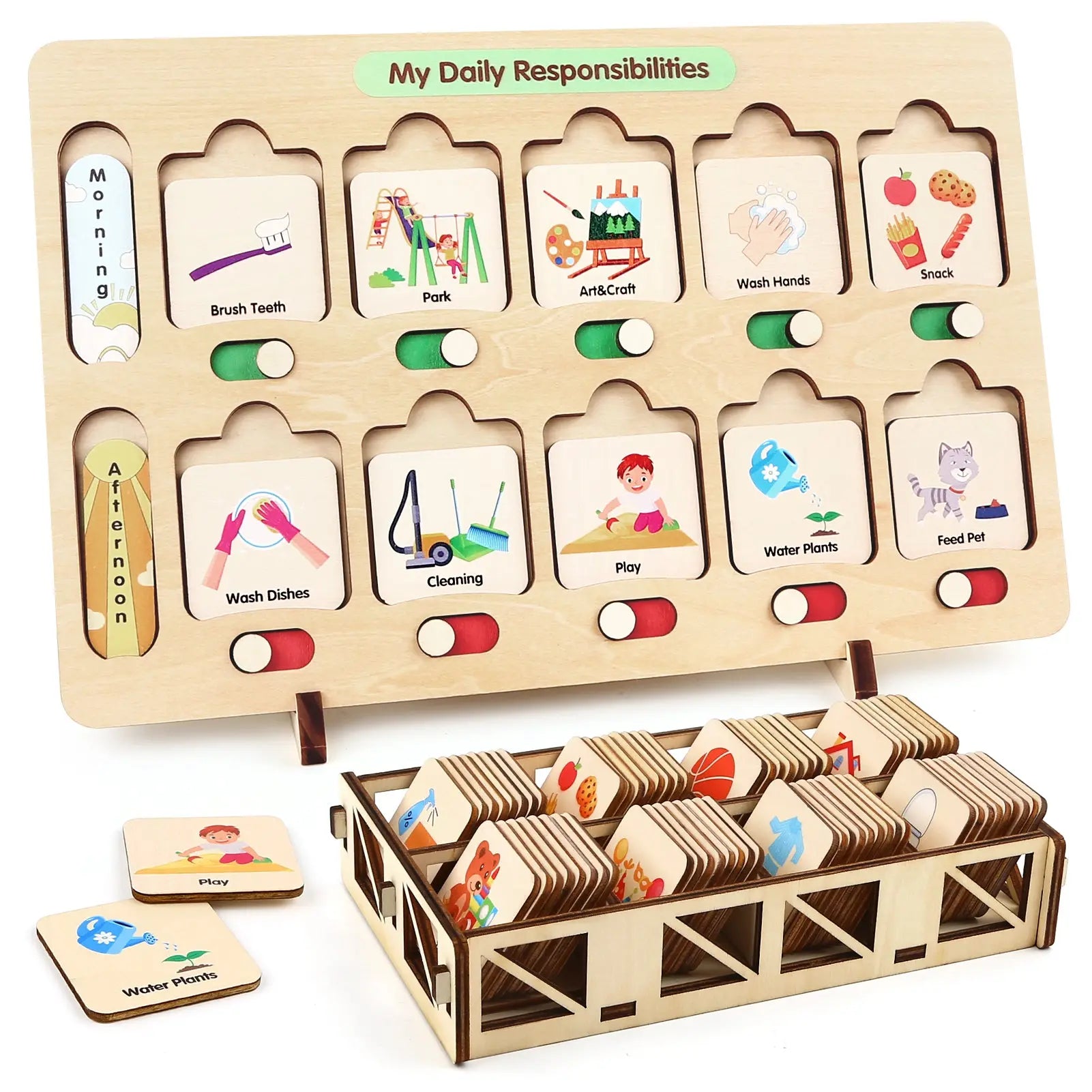 Joyreal Wooden Visual Schedule for Autism Kids